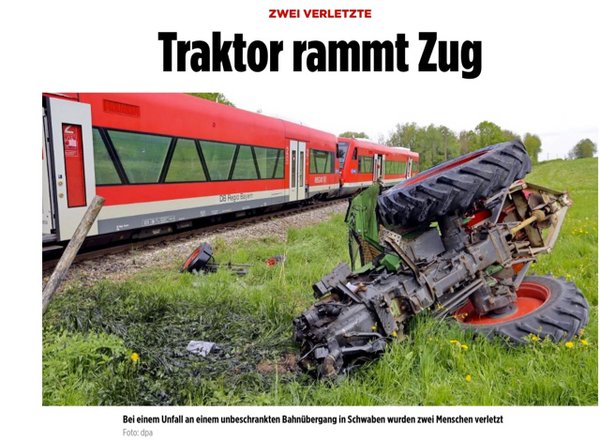 Traktor kollidiert mit Regionalzug - bauernzeitung.ch | BauernZeitung